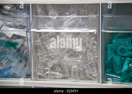 NHS drugs and equipment storage units containing a variety of medical ...