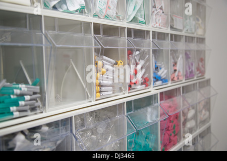 NHS drugs and equipment storage units containing a variety of medical ...