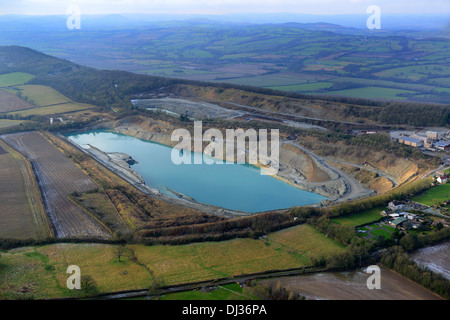 Aerial view of Wenlock Edge and quarry in Shropshire England Uk Stock ...