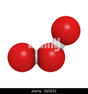 Ozone (trioxygen, O3) molecule, chemical structure, realistic molecular ...