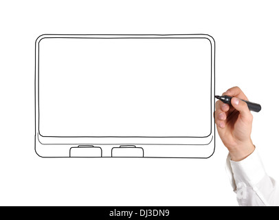 hand drawing touchpad on white background Stock Photo - Alamy