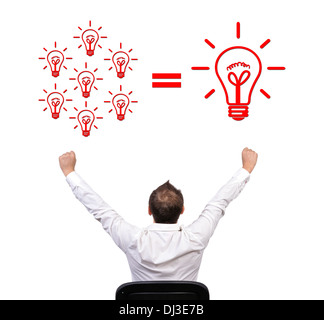 businessman winner and idea formula on white background Stock Photo - Alamy