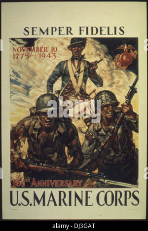 The Marine Corps emblem with the Latin motto "Semper Fidelis" greets ...