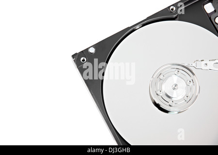 Open The Hard disk and focus picture in Disk storage on white ...
