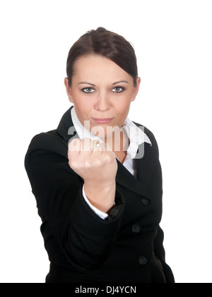 Aggressive young women fighting on orange background Stock Photo - Alamy