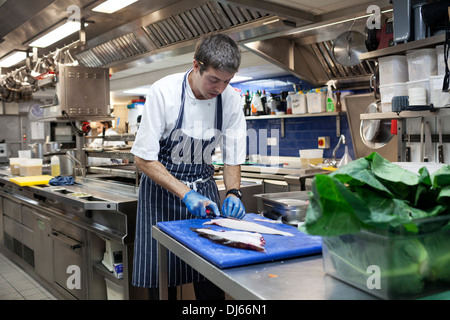 Peter Weeden at work in the kitchen of Newman St. Tavern, London Stock ...