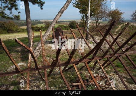 WW1 German bunker in a field near Martinpuich in the Somme area of ...