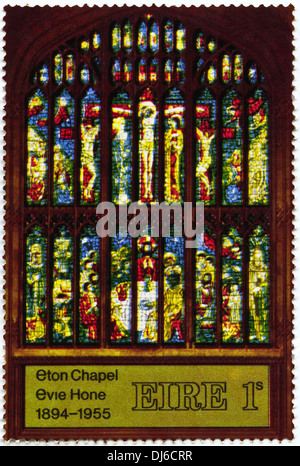 Irish artist Evie Hone, stained glass window of the crucifixion seen in ...