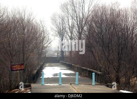 The sealed off and abandoned "Bridge of No Return", the site of a ...