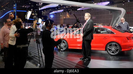 LA, CA, USA . 21st Nov, 2013. Toyota EV car cut in half on display, The ...