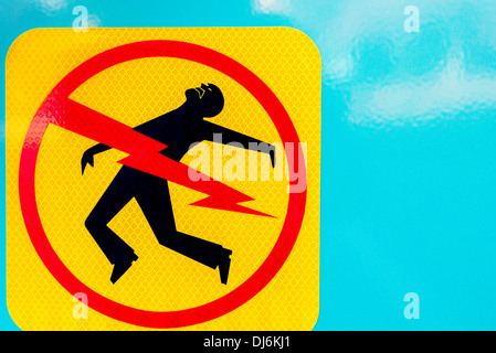 Electrocution warning sign Stock Photo - Alamy