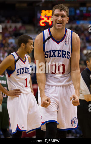 Philidelphia, PA, USA. 22nd Nov, 2013. Philadelphia 76ers center Daniel ...
