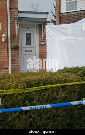 A police forensic tent at the scene on Fownhope Close in Redditch ...