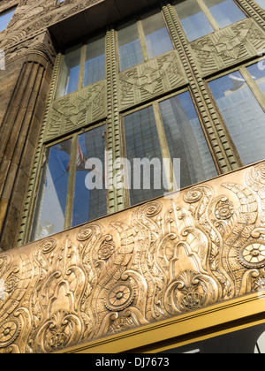 Brass Evolution Frieze on the Chanin Building, NYC Stock Photo - Alamy