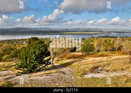 Looking across River Kent estuary, Sandside, Arnside, Cumbria, England ...