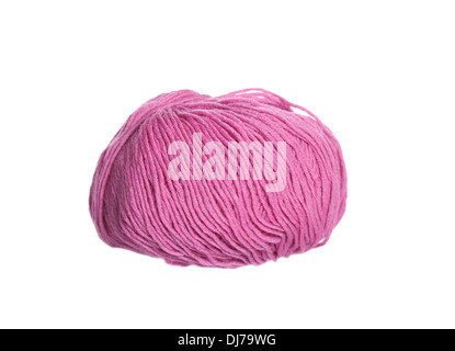 Ball of pink merino wool isolated on white background. Handicraft ...