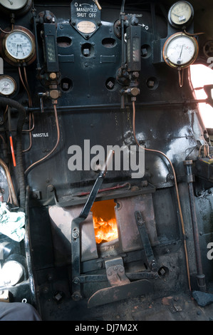 Inside the cab of BR standard class 7 70000 Britannia steam locomotive ...