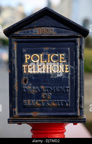 This image shows an emergency call box in San Francisco Stock Photo - Alamy