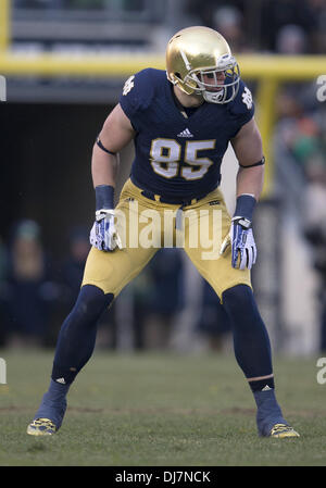 Notre Dame tight end Troy Niklas lines up during the Navy game Nov. 2 ...