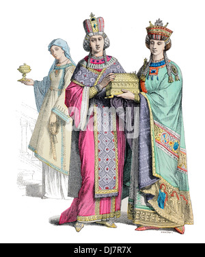 Vintage engraving of Fashions of the Byzantine Empire, 6th Century ...