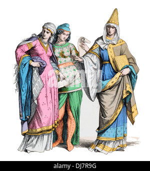 norman costume clothing dress attire 11th century men man male female ...