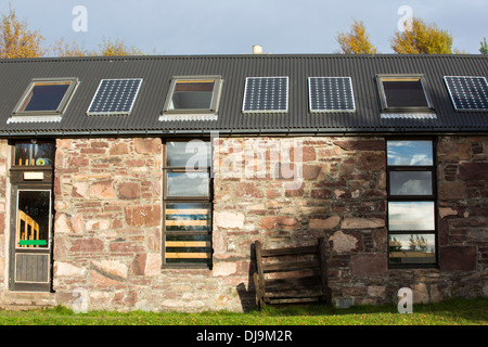 Solar panels in Scoraig, in NW Scotland, one of the most remote ...