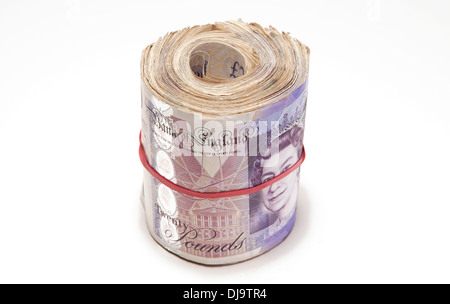 Stack of £20 pound notes on white background Stock Photo - Alamy