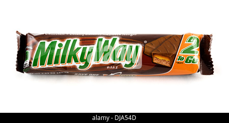 MILKY WAY chocolate bar isolated on white background. Milky Way is a ...