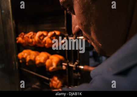 Restaurant selling spit roasted chicken in the streets of Deira. Dubai ...
