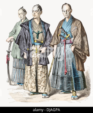 Traditional costumes of Japan, 19th Century. Samurai Stock Photo - Alamy