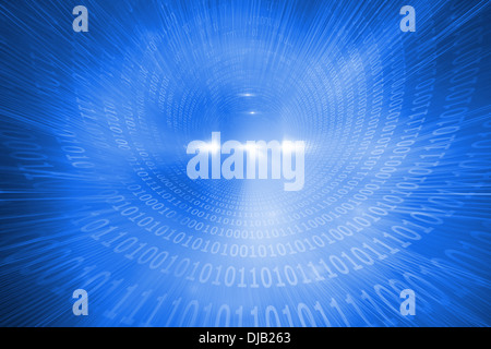 Shiny futuristic binary code spiral on blue background Stock Photo - Alamy