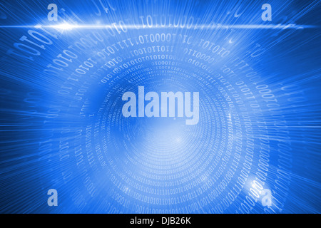Glowing futuristic binary code spiral on blue background Stock Photo ...