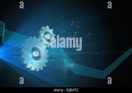 Shiny cogs on black background Stock Photo - Alamy