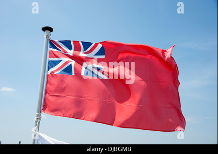 The British Red Ensign flag of the Royal Merchant Navy flies on the ...
