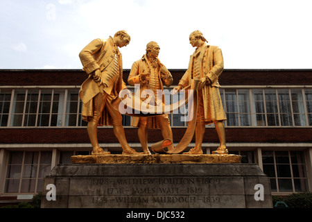 Statue of the golden boys of Birmingham LtoR Matthew Boulton James Watt ...