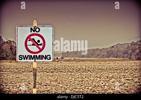 Signboard No Swimming at Noa-Dehing river, Namdapha, Arunachal Pradesh ...