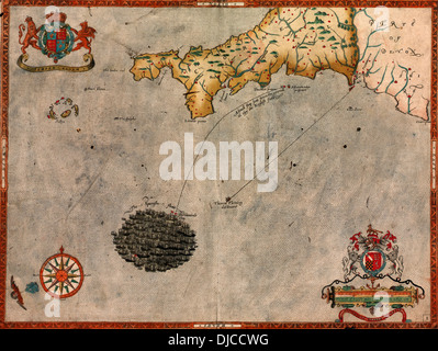 Map of the attack of the Spanish Armada and England's defense, 1588 ...