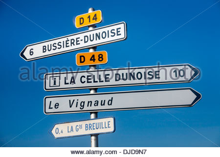 French road direction signs outside Hotel L'Escale Cap Blanc Nez near ...