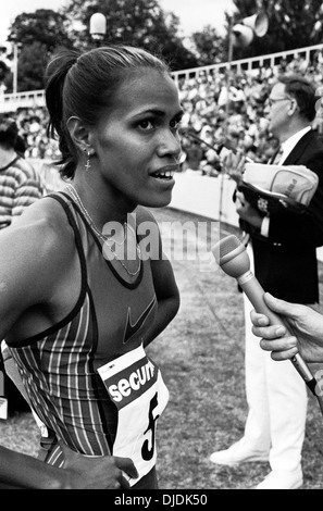 Australian 400m sprinter Cathy Freeman competing at the Securicor Games ...