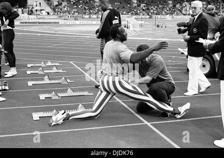 British 100m sprinter Linford Christie competing at the Securicor Games ...