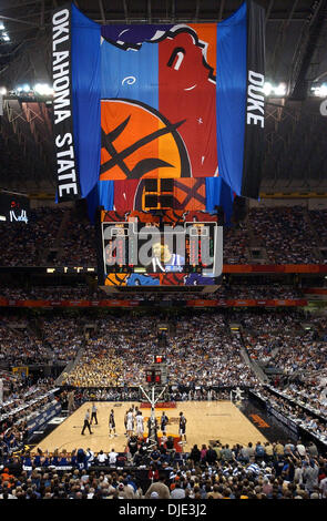 Apr 03, 2004; San Antonio, TX, USA; OSU fan BRIAN BOBIK, 23, cheers ...
