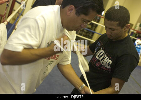 Jun 14, 2004; Los Angeles, CA, USA; Boxer PAULIE AYALA trains for his ...