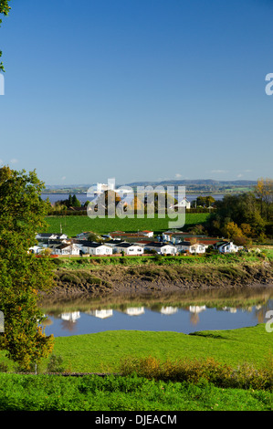 View looking across River Severn from the Wales Coastal Path, Chepstow ...