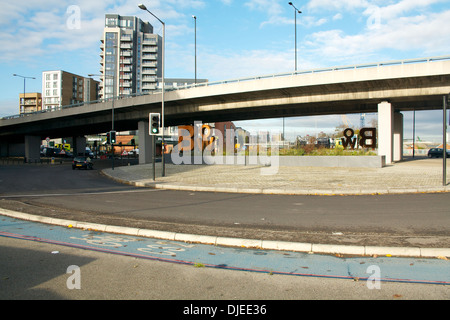 bow east london bow flyover Stock Photo - Alamy