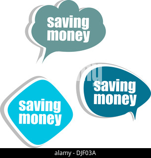 saving money. Set of stickers, labels, tags. Business banners Stock ...