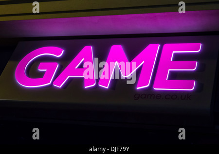 Game Shop Illuminated Store Shop Sign Stock Photo - Alamy
