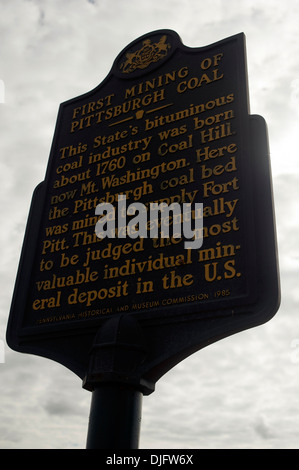 First Mining of Pittsburgh Coal sign, Pittsburgh, Pennsylvania, USA ...