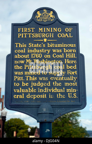 First Mining of Pittsburgh Coal sign, Pittsburgh, Pennsylvania, USA ...