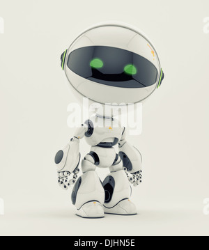 Cute robotic creature, circle robot with green led eyes Stock Photo - Alamy
