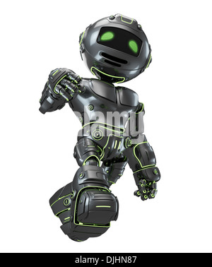 Little metal bot with green illuminated lines Stock Photo - Alamy